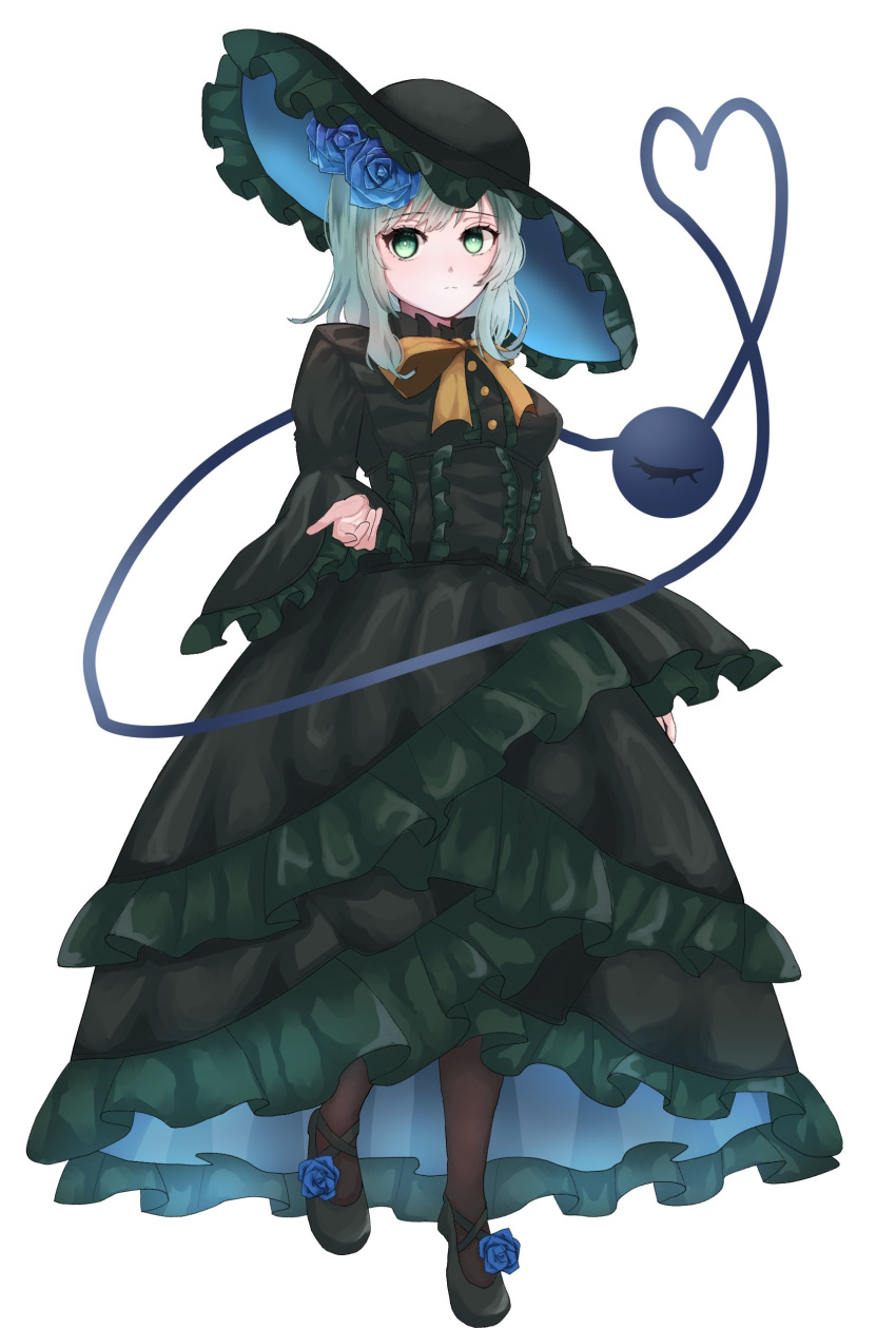 Safebooru - absurdres black dress black footwear black headwear black pantyhose blue flower blue ...