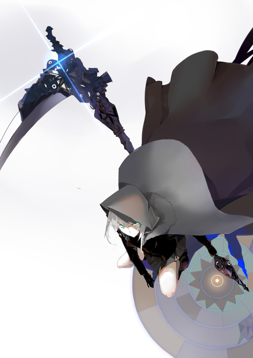 Safebooru - 1girl absurdres black gloves black shirt black skirt blue ...