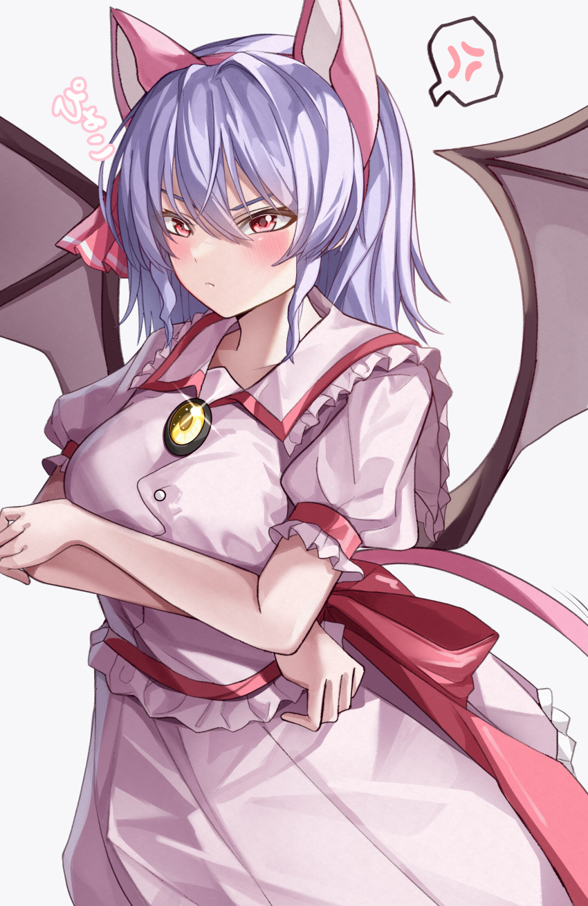 Safebooru - 1girl absurdres anger vein animal ears bat wings breasts crossed arms dress ...