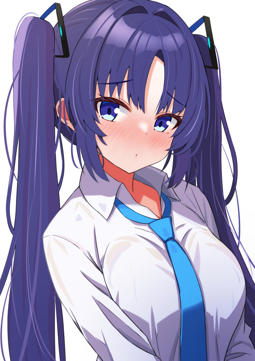 Safebooru - 1girl alternate hairstyle amenocchi blue archive blue necktie collared shirt ...
