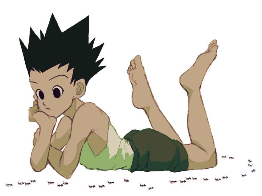 Safebooru - 1boy ant bare shoulders barefoot black eyes black hair bug ...