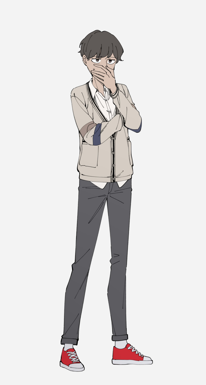 Safebooru 1boy Absurdres Brown Eyes Brown Hair Cardigan Collared 6953