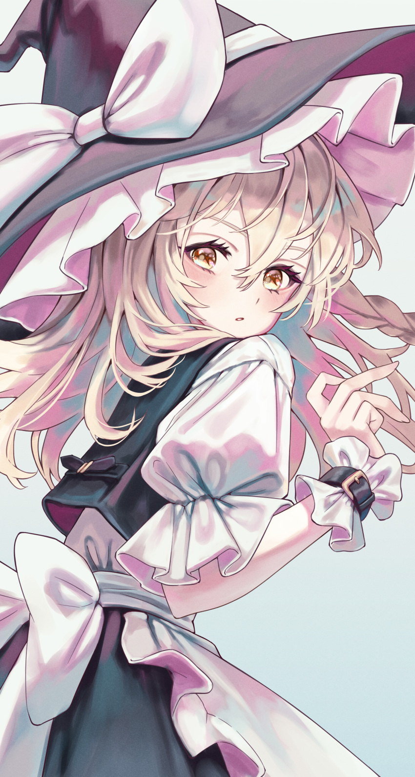 Safebooru - 1girl absurdres apron blonde hair blush braided sidelock hat highres kirisame marisa ...