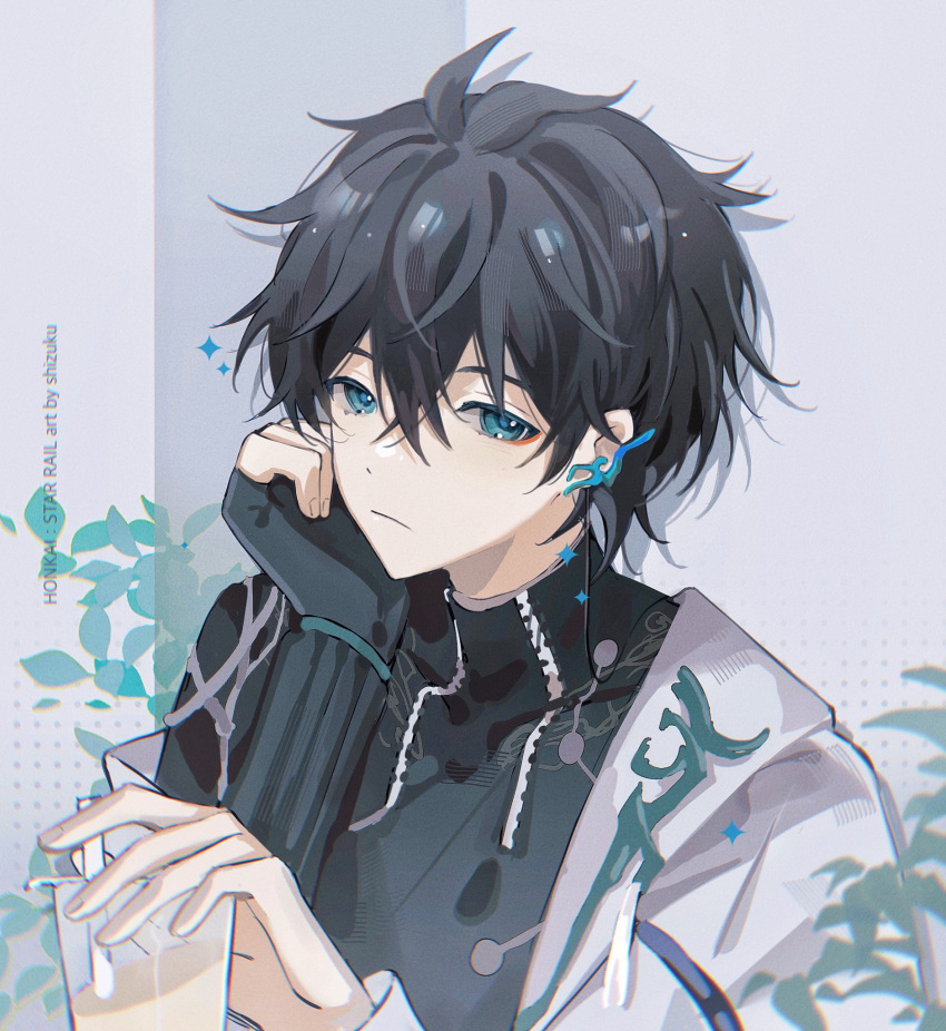 Safebooru - 1boy artist name bishounen black hair bubble tea dan heng (honkai: star rail ...