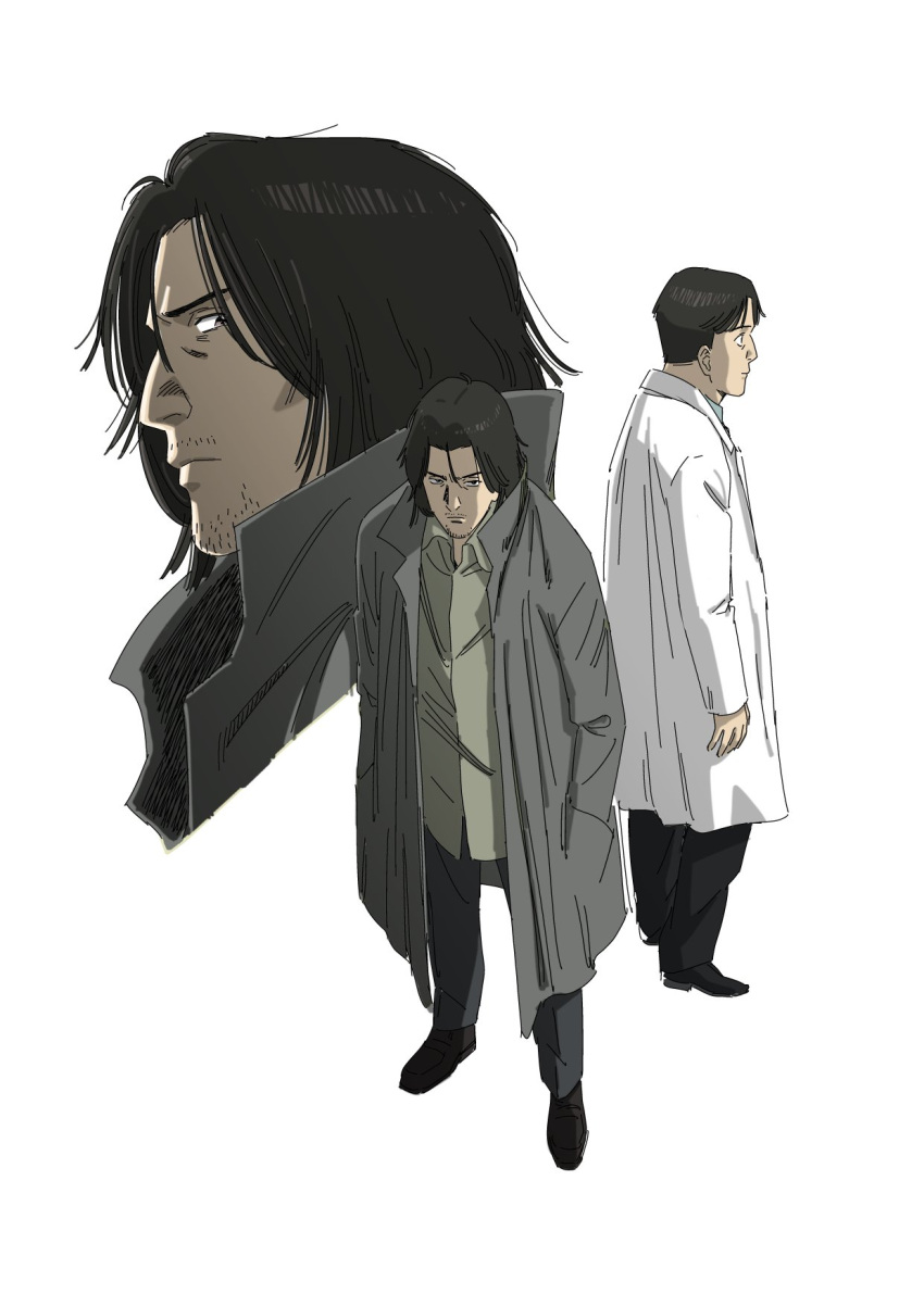 Safebooru - 2boys black hair coat facial hair highres jinou rakugaki ...