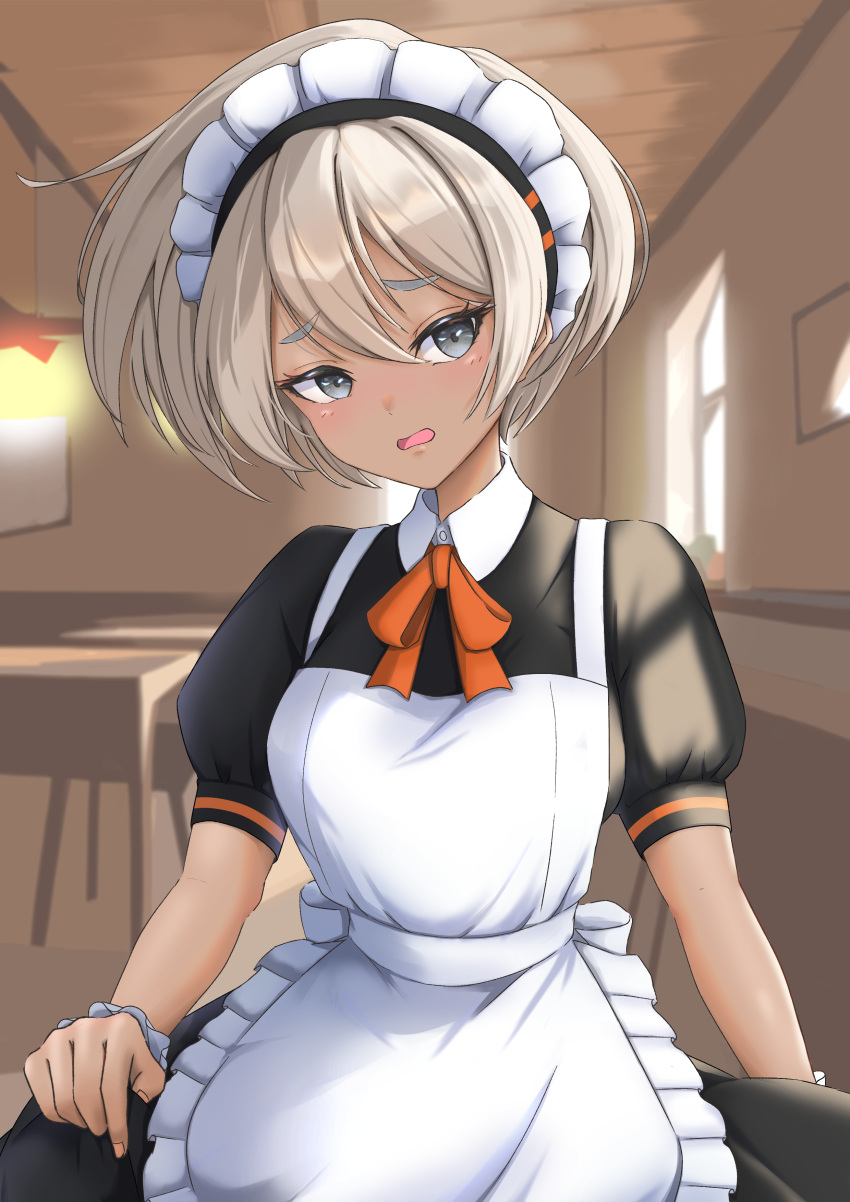 Safebooru - 1girl absurdres alternate costume apron bea (pokemon) black dress blonde hair blush ...