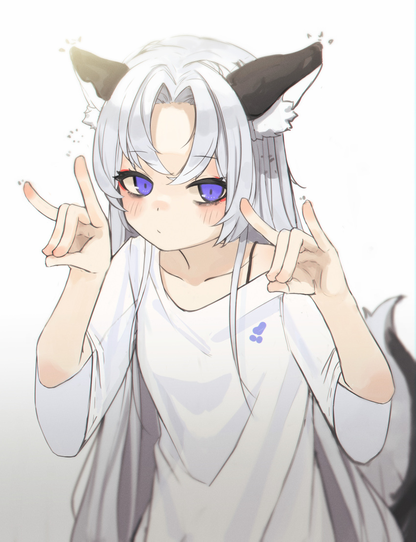 Safebooru - 1girl absurdres animal ears auuufox blue eyes double fox shadow puppet ...