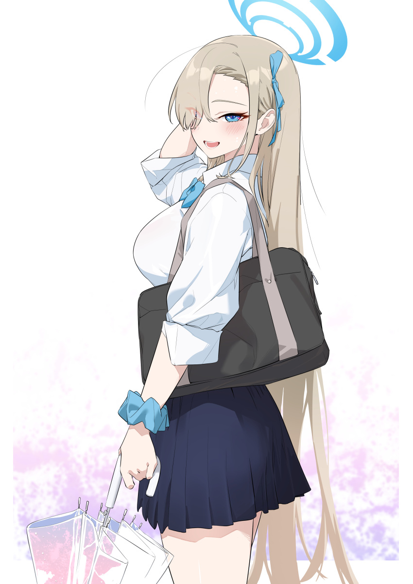 Safebooru - 1girl :d absurdres asuna (blue archive) bag blonde hair blue archive blue eyes blush ...