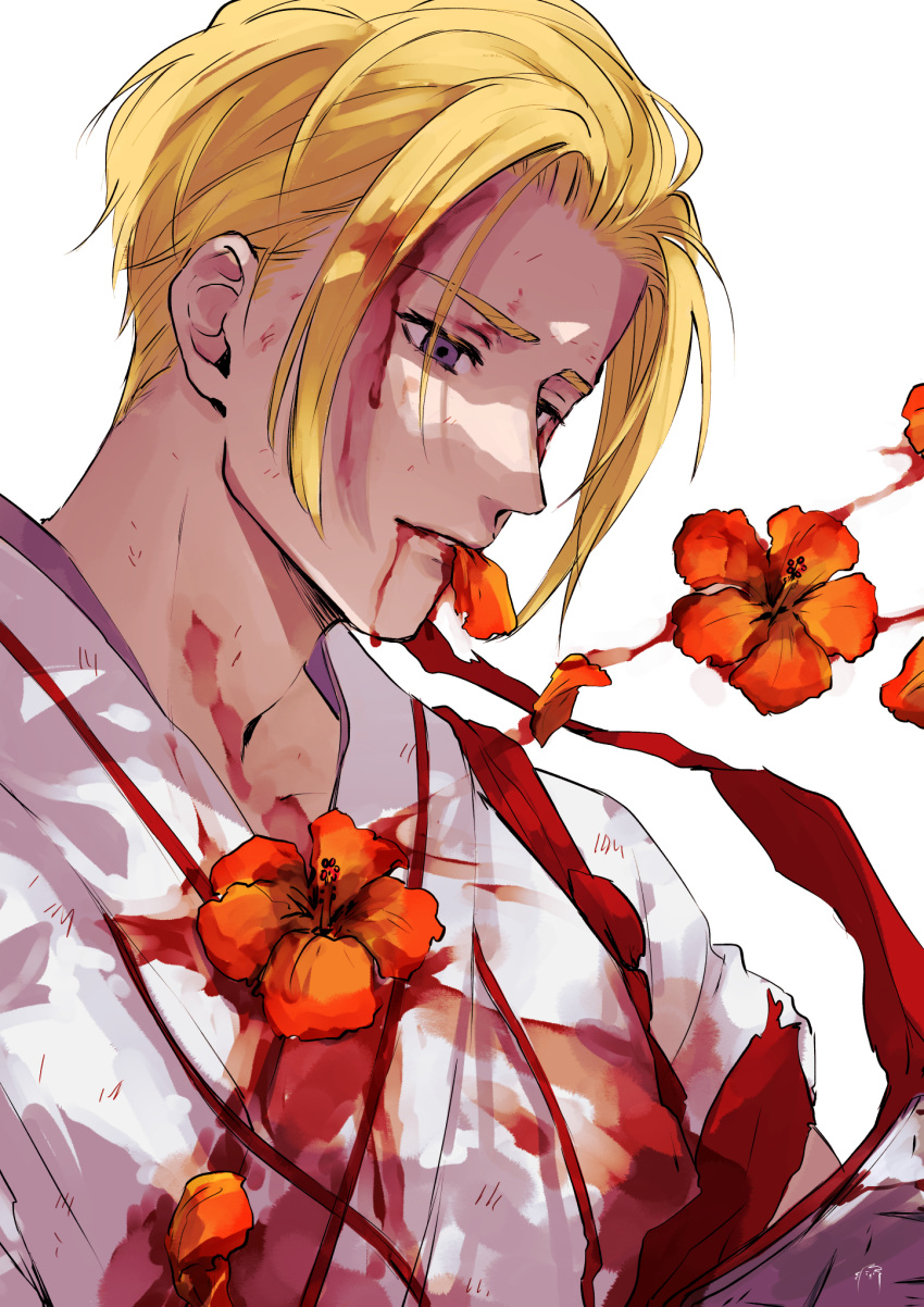 Safebooru - 1boy blonde hair blood blood from mouth blood on clothes ...