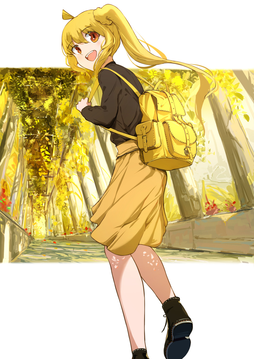 Safebooru - 1girl absurdres ahoge backpack bag black footwear blonde hair bocchi the rock ...
