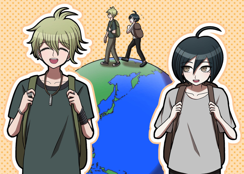 Safebooru - 2boys :d ahoge alternate costume amami rantaro antenna hair ...