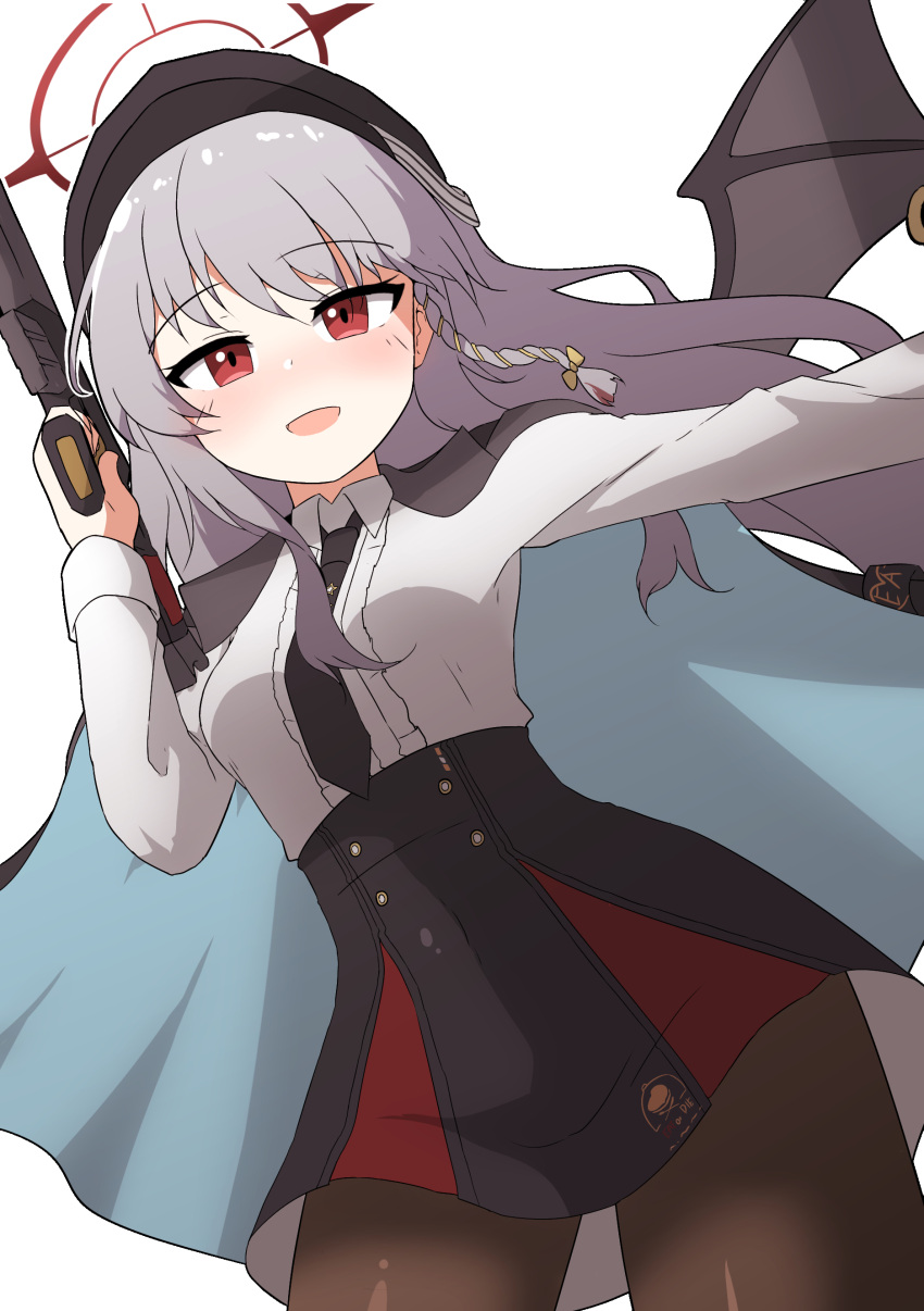 Safebooru - 1girl absurdres black necktie black pantyhose black skirt blue archive grey hair ...