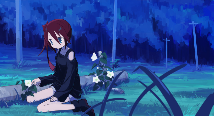 Safebooru - 1girl black footwear black shirt blue eyes boots closed mouth clothing cutout cross ...