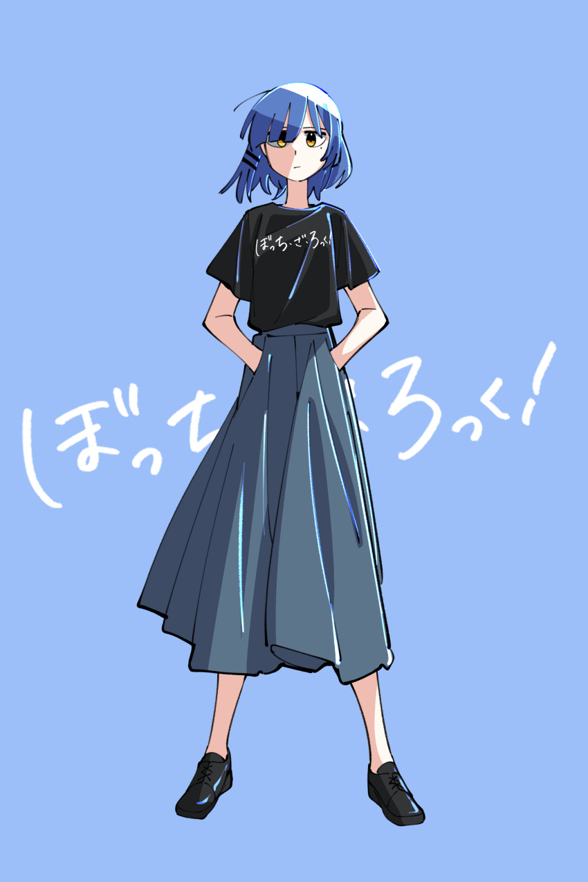 Safebooru - 1girl absurdres black shirt blue hair bocchi the rock! hair ornament hairpin highres ...
