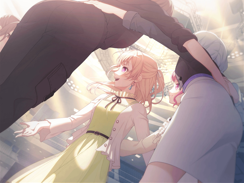 Safebooru - bang dream! blonde hair dress long hair official art shirasagi chisato smile violet ...