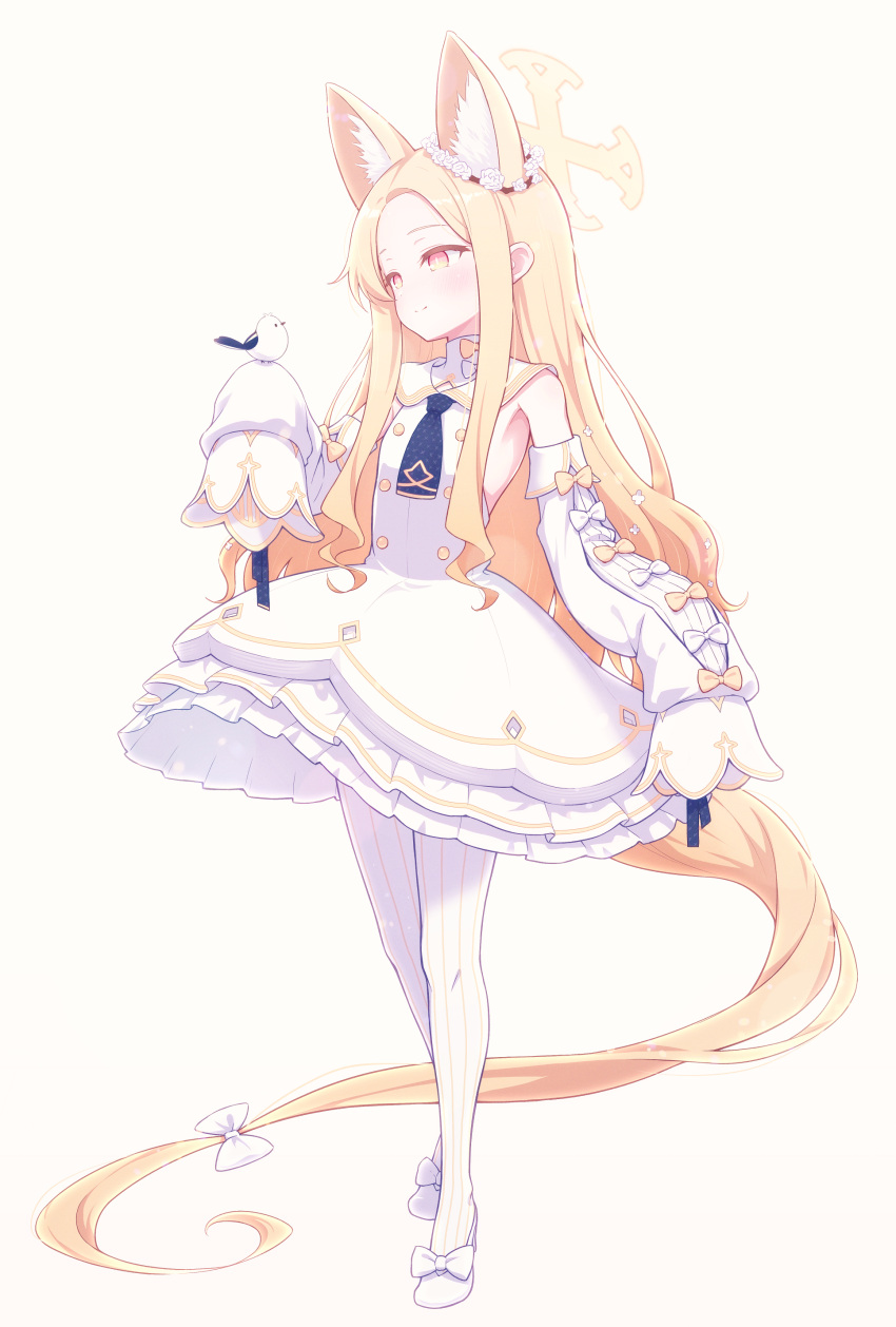 Safebooru - 1girl absurdly long hair absurdres animal ear fluff animal ears ascot bird blonde ...