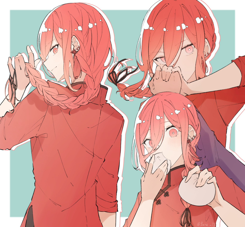 Safebooru - 1boy baozi blue background blue lock braid braided ponytail ...