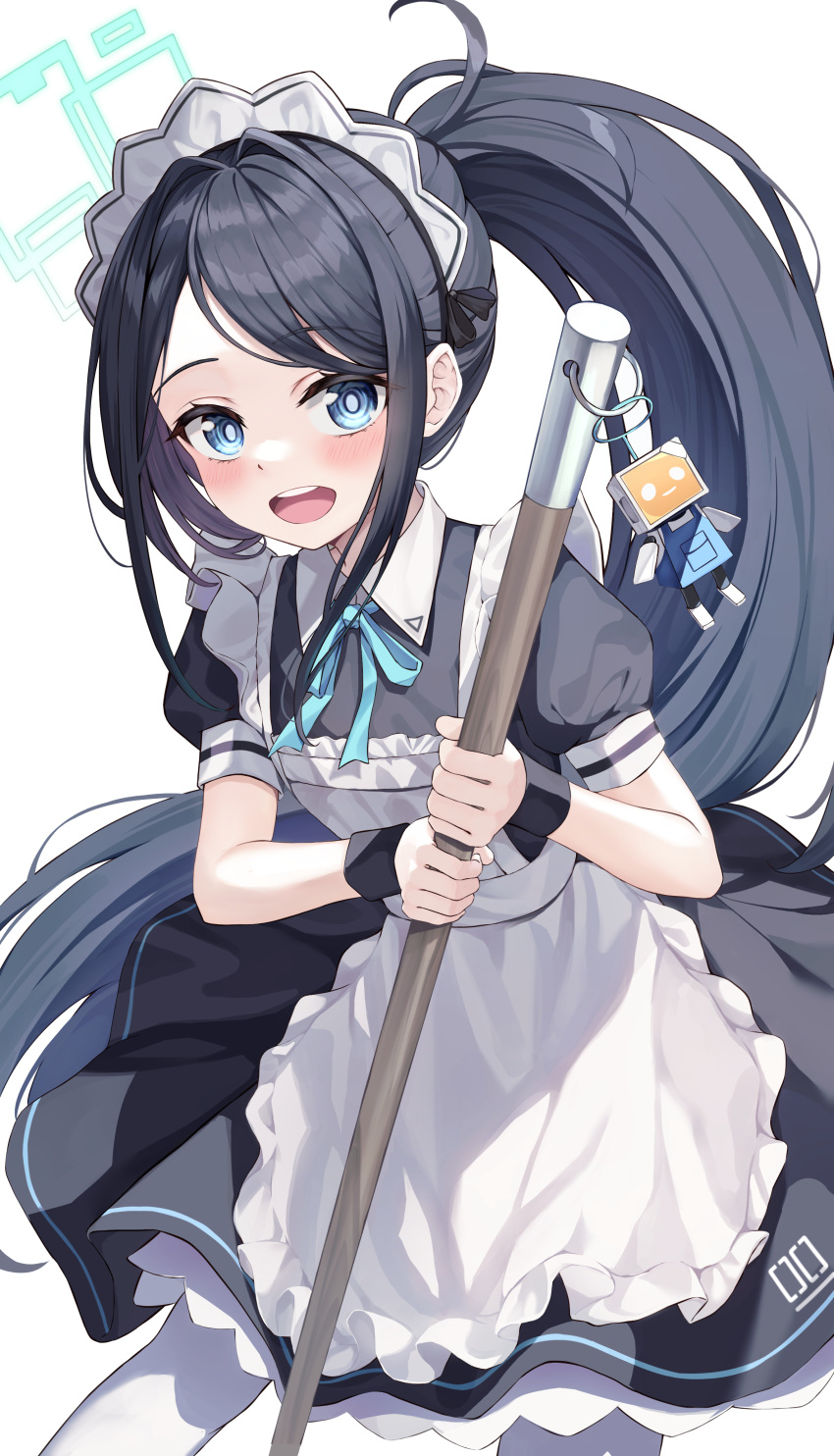 Safebooru - (robot) (blue archive) 1girl absurdres apron aqua ribbon ...