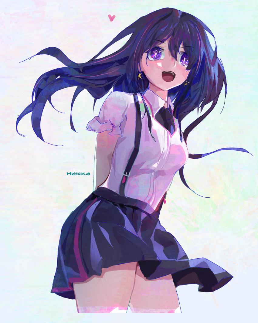 Safebooru - 1girl absurdres arms behind back black necktie blue skirt collared shirt commentary ...