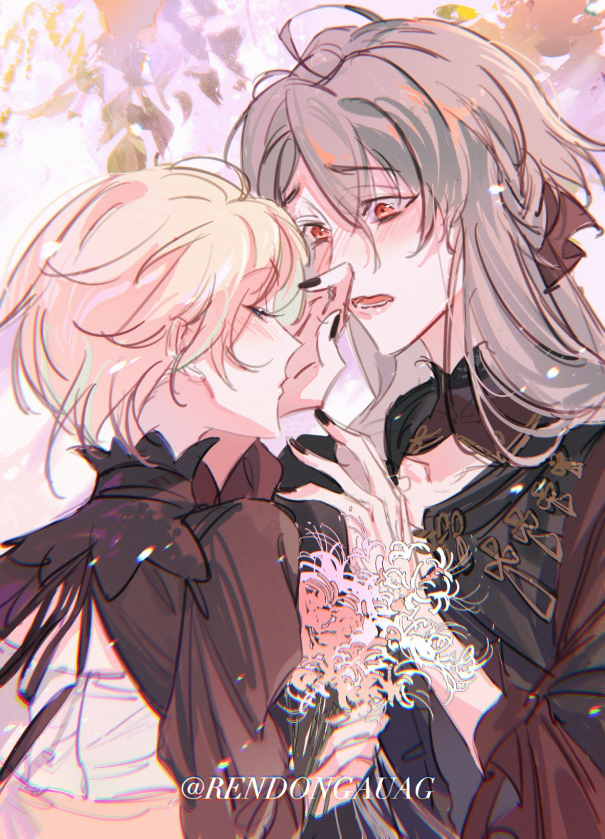 Safebooru - 1boy 1girl androgynous ankou (shuuen no virche) bishounen black nails blonde hair ...