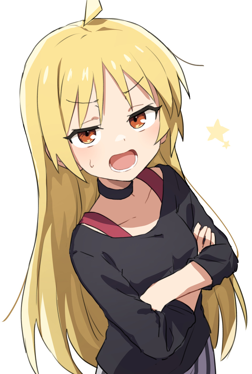 Safebooru - 1girl absurdres black choker black shirt blonde hair bocchi the rock! choker ...