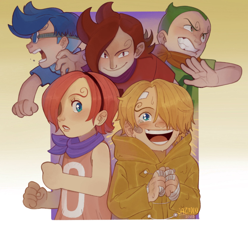 Safebooru - 1girl 4boys bandaid bandaid on face blonde hair blue eyes ...