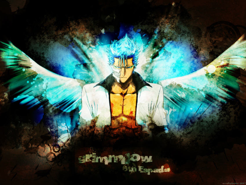 Safebooru - 1600x1200 1boy arrancar bleach blue eyes blue hair closed ...