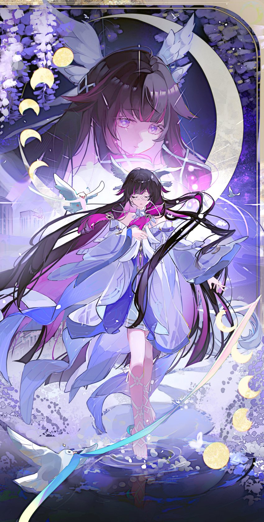 Safebooru - 1girl absurdres bird black hair chinese commentary closed ...