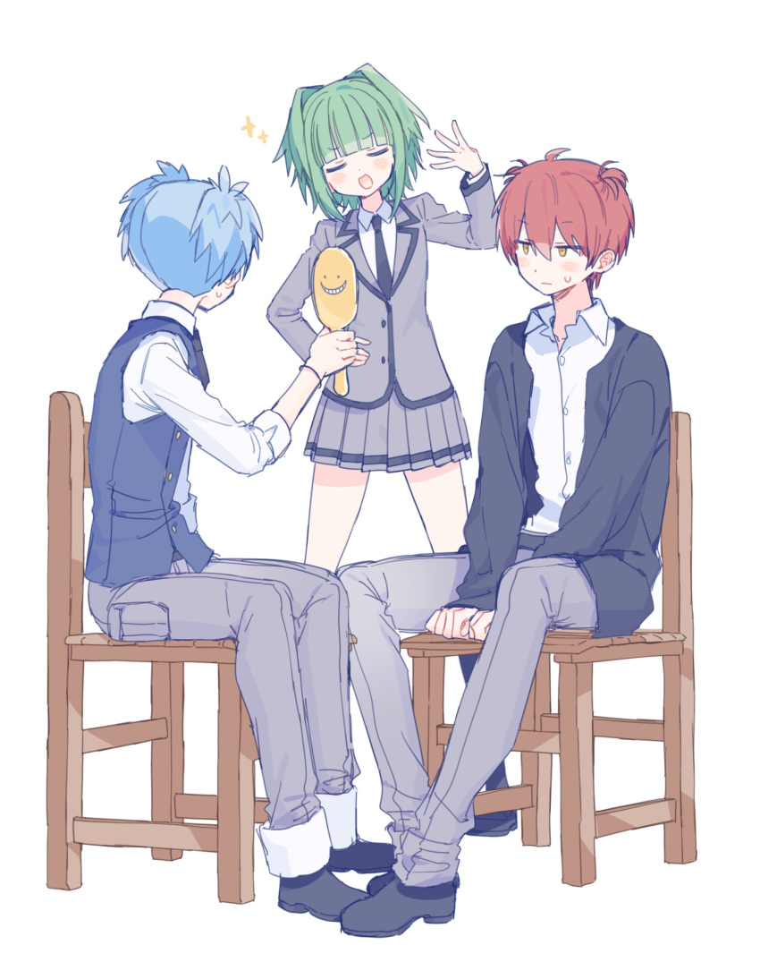 Safebooru - 1girl 2boys akabane karma ansatsu kyoushitsu blue hair ...