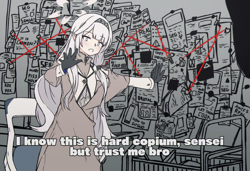 Safebooru - 1girl arona's sensei doodle (blue archive) black gloves blue archive dress english ...