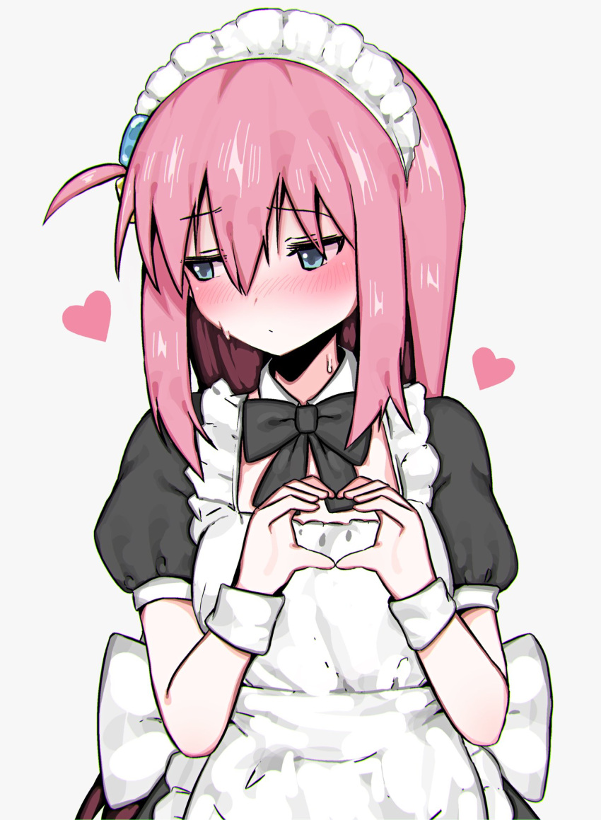 Safebooru - 1girl apron back bow black bow black bowtie blue eyes blush bocchi the rock! bow ...