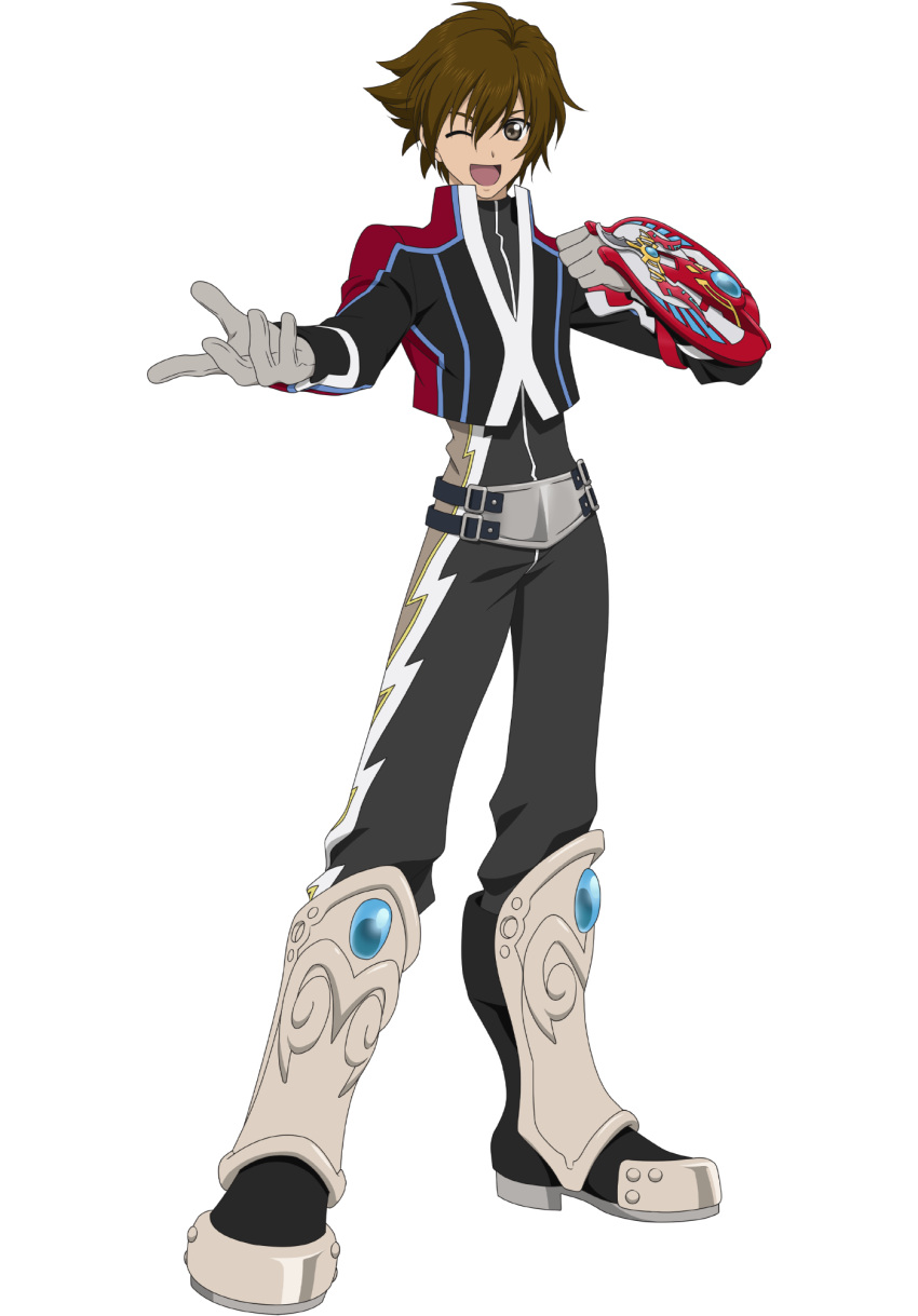 Safebooru - 1boy ;d armor boots brown hair english commentary full body ...