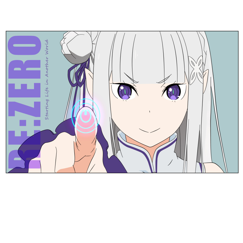 Safebooru - 1girl absurdres blunt bangs bright pupils copyright name emilia (re:zero) flower ...