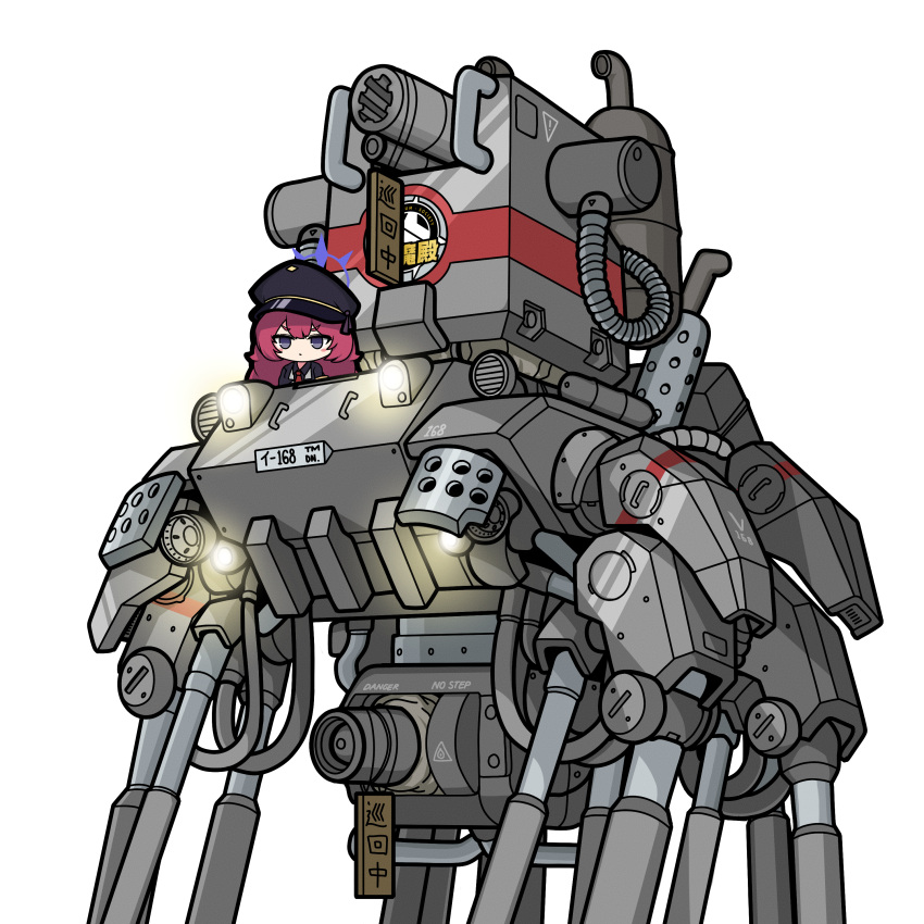 Safebooru - 1girl absurdres armored vehicle black headwear blue archive chibi closed mouth ...