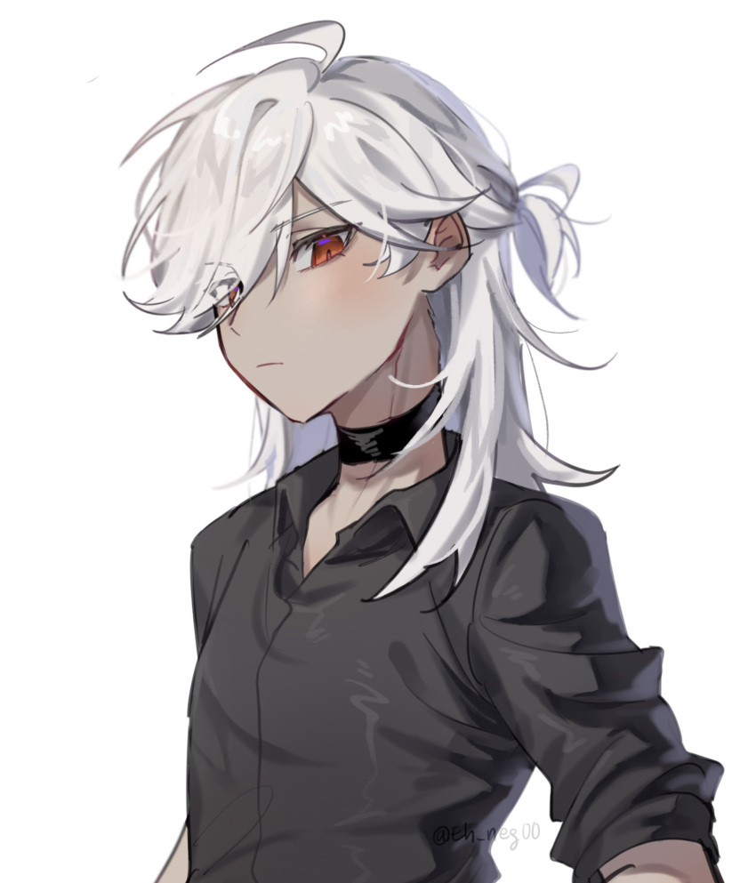 Safebooru - 1boy alternate costume alternate hairstyle black choker black shirt choker closed ...