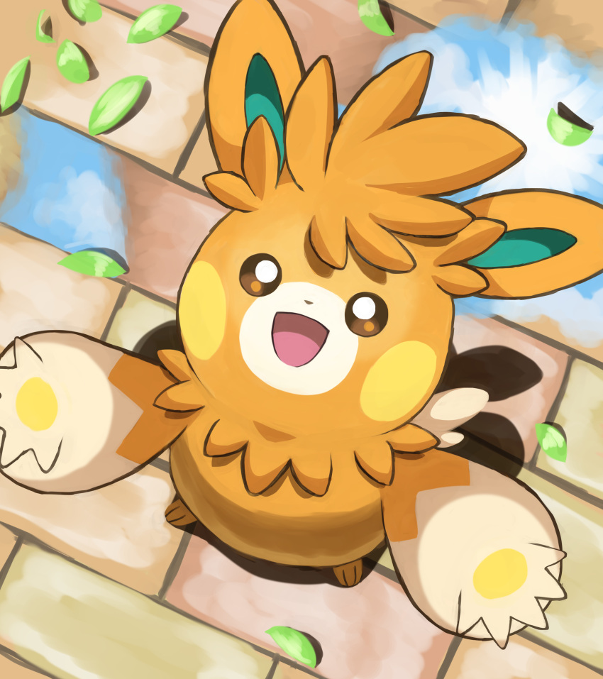 Safebooru - :d absurdres bright pupils brown eyes commentary request day from above happy ...