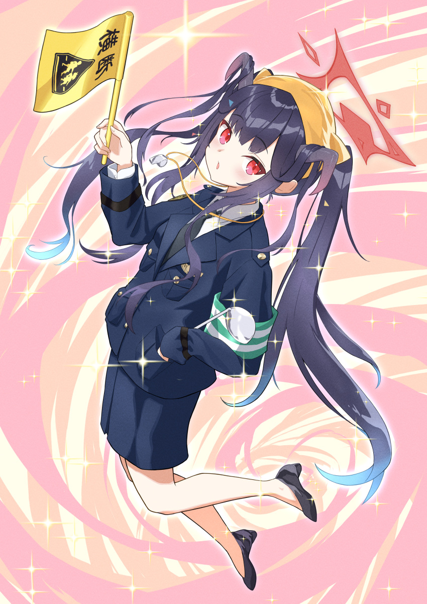 Safebooru - 1girl absurdres black hair black horns black jacket blue archive bocchi (kuropom7 ...