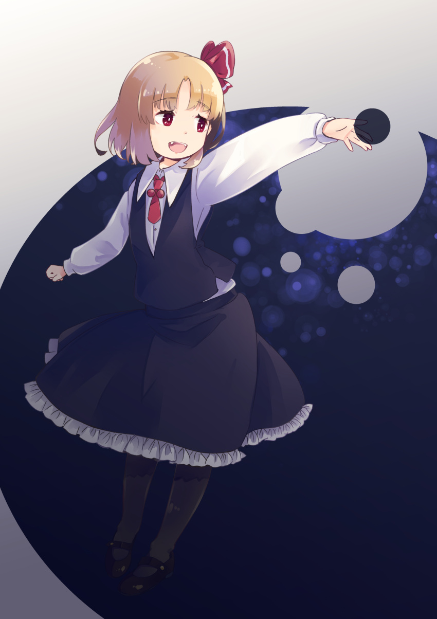 Safebooru - 1girl absurdres black footwear black pantyhose black skirt black vest blonde hair ...