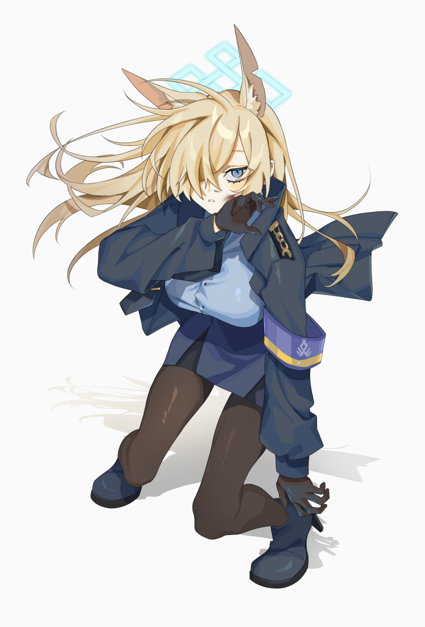 Safebooru - 1girl animal ears black pantyhose blonde hair blue archive blue eyes blue jacket ...