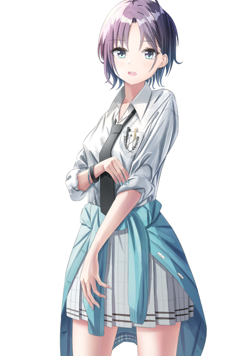 Safebooru - 1girl absurdres ahoge aqua eyes aqua hair aqua nails asakura toru black necktie ...