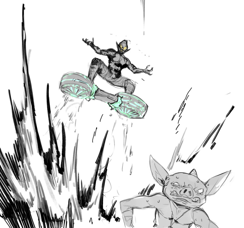 Safebooru - 2boys bokoblin explosion flying green eyes green goblin ...