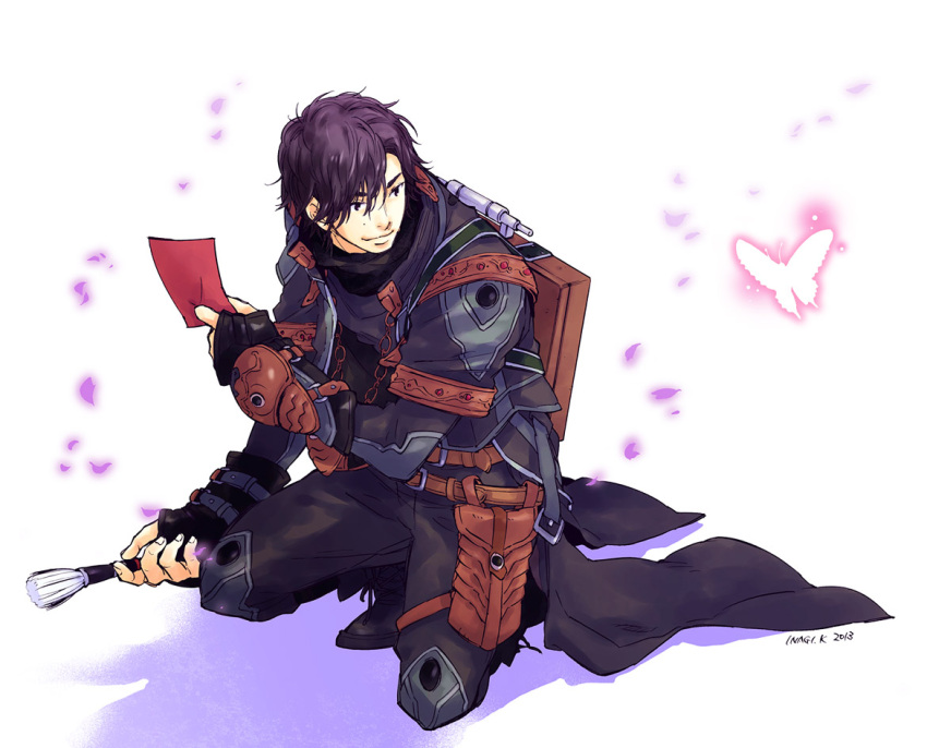 Safebooru - 1boy artist name backpack bag black footwear black gloves black pants black shirt ...