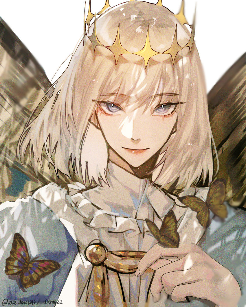 Safebooru - 1boy absurdres arthropod boy blue cloak bug butterfly butterfly wings cloak crown ...
