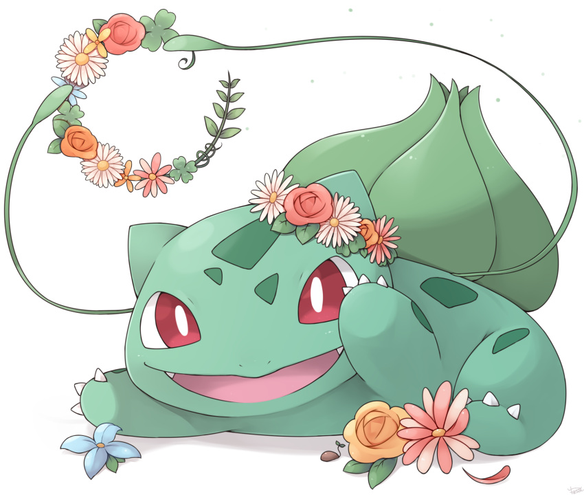 Safebooru - blue flower bright pupils bulbasaur claws creature fangs ...