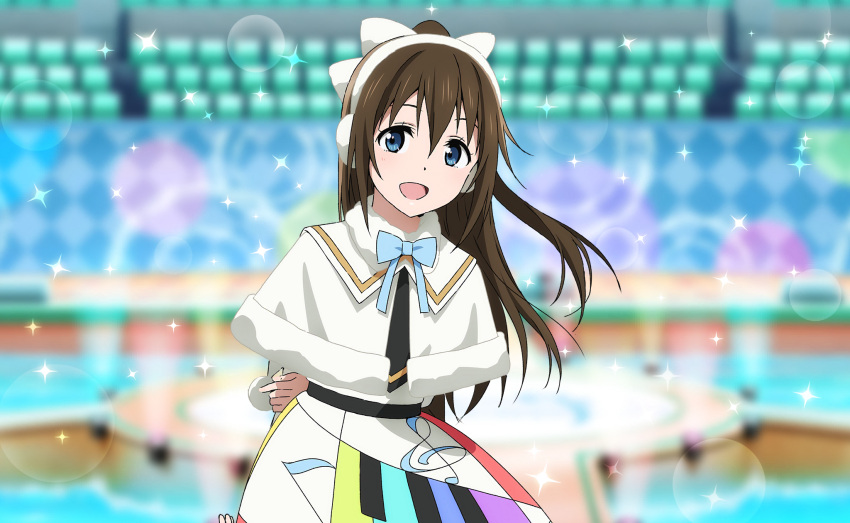 Safebooru - blue eyes blush brown hair character name dress long hair love live! nijigasaki high ...