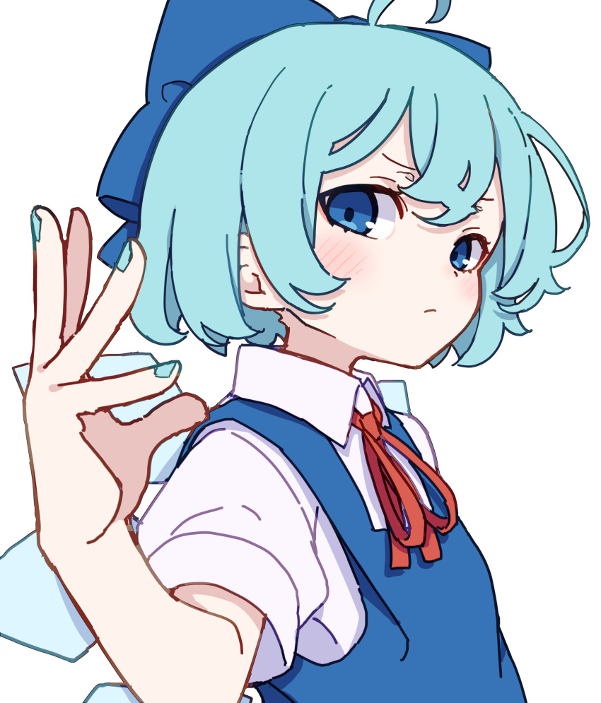 Safebooru - 1girl absurdres blue eyes blue hair blush cirno closed mouth hair between eyes ...