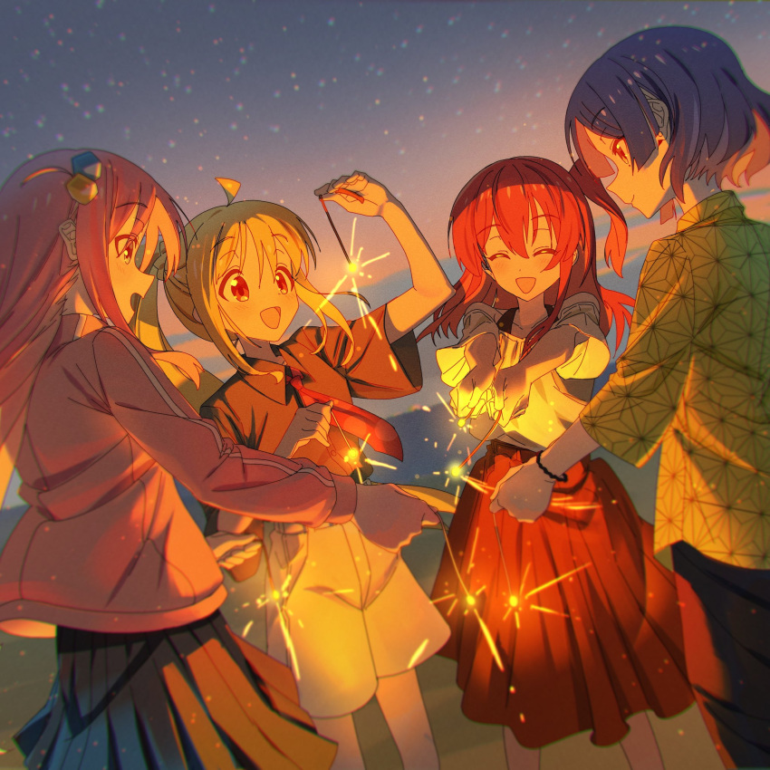 Safebooru - 4girls ahoge black shirt black skirt blonde hair blue eyes ...