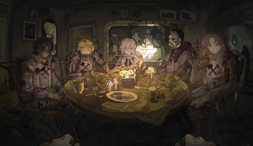 Safebooru - 2boys 3girls black hair blonde hair brown hair character ...