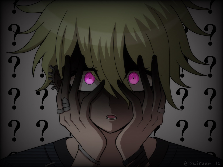 Safebooru - 1boy :o ? ?? alternate eye color amami rantaro bracelet ...