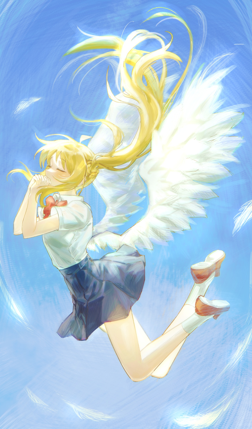 Safebooru - 1girl absurdres ahoge angel wings black skirt blonde hair bocchi the rock! closed ...